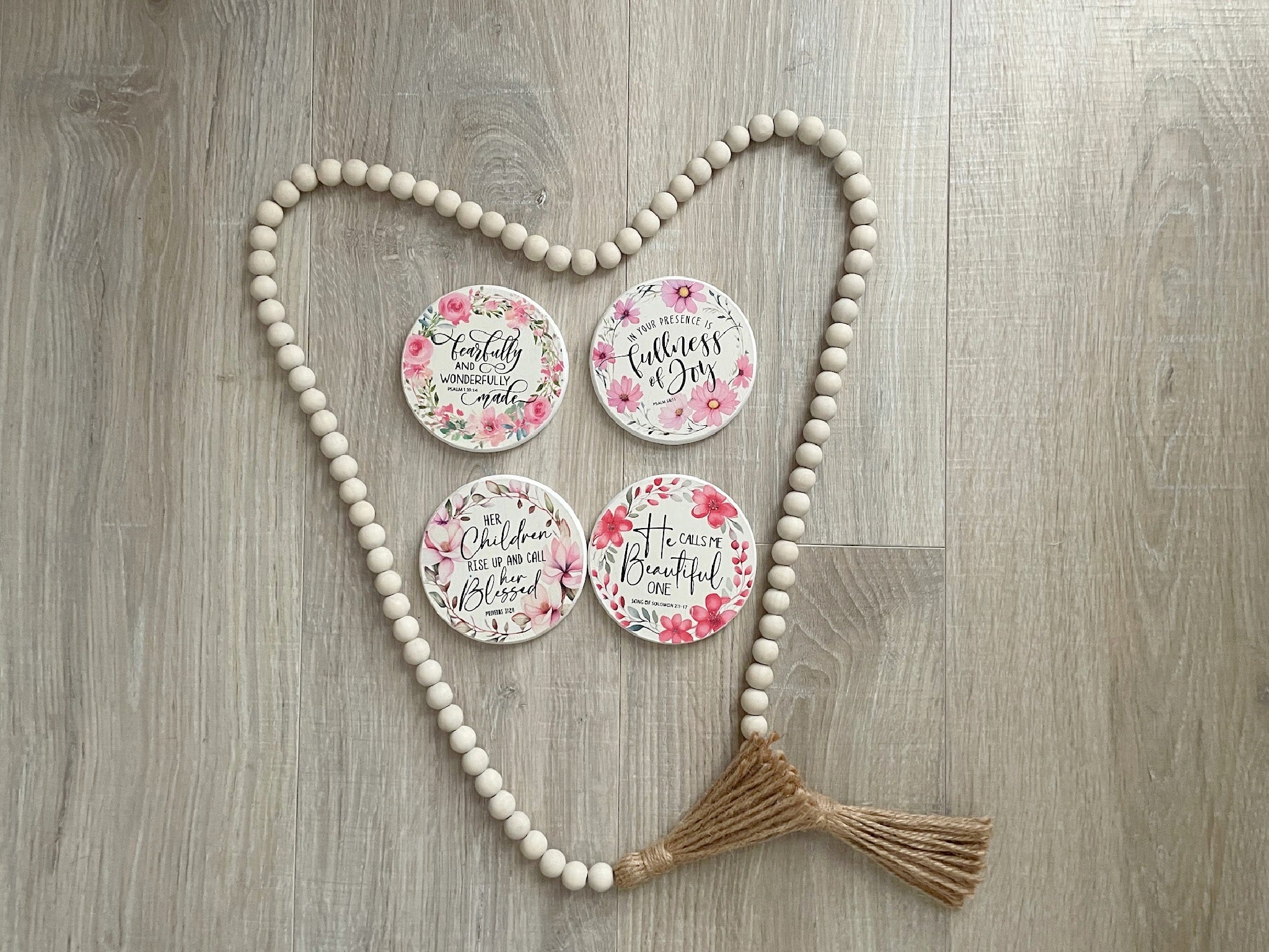 Wood Bible Verse Round Coasters, Set of 4 Faith Based Gift – Gifts By Karla